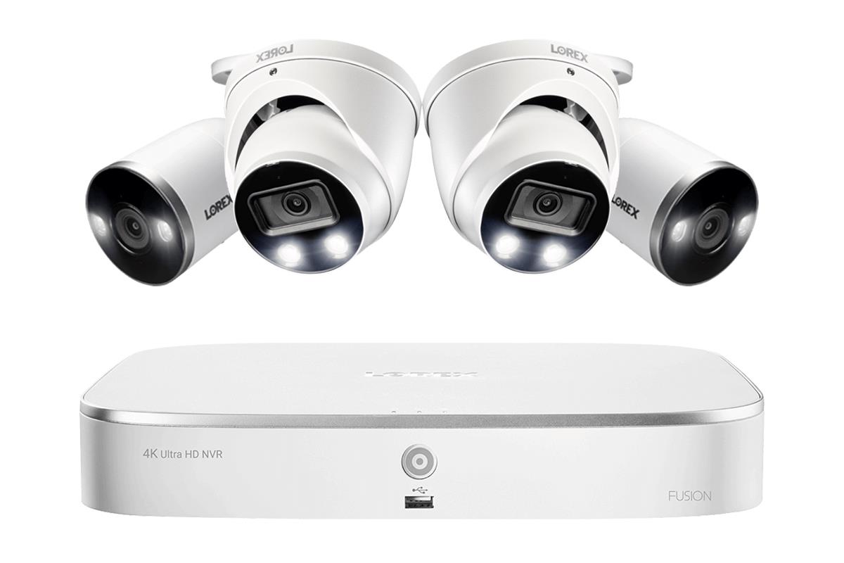 4K Ultra HD IP 8-Channel NVR System with 2 Domes and 2 Bullet Smart Deterrence 4K 8MP IP Cameras ...